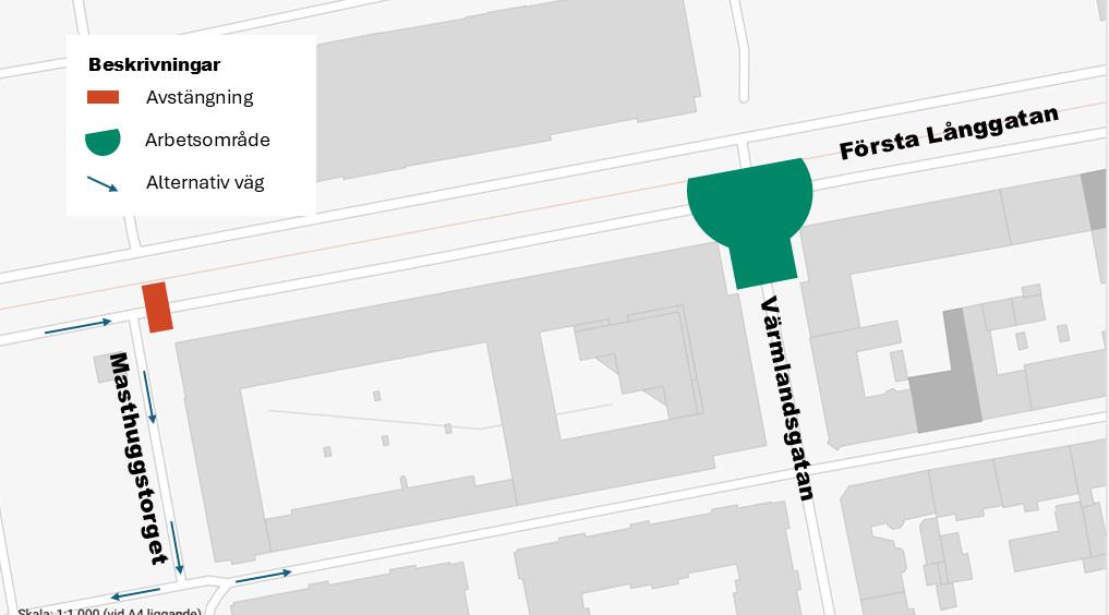 Cirkulationsplats asfalteras på Första Långgatan, 22 – 26 juni ...